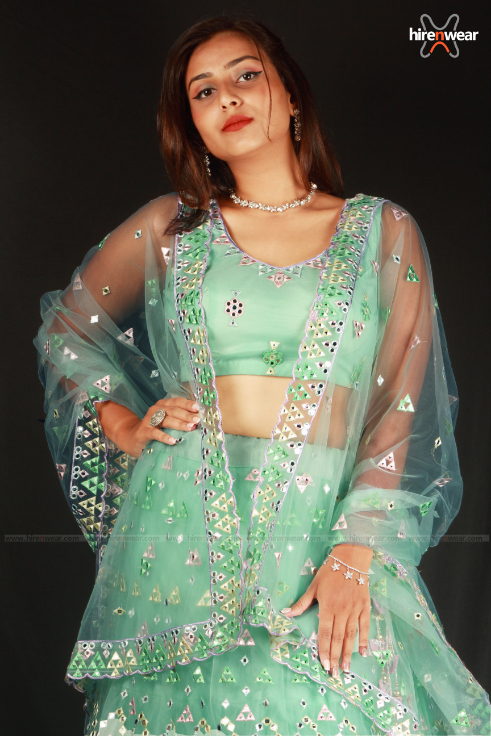 Light Blue Color Lehenga (hnwsl106) - Hire n Wear