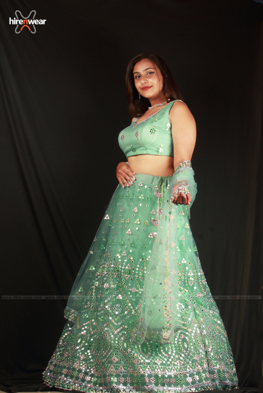 Light Blue Color Lehenga (hnwsl106) - Hire n Wear